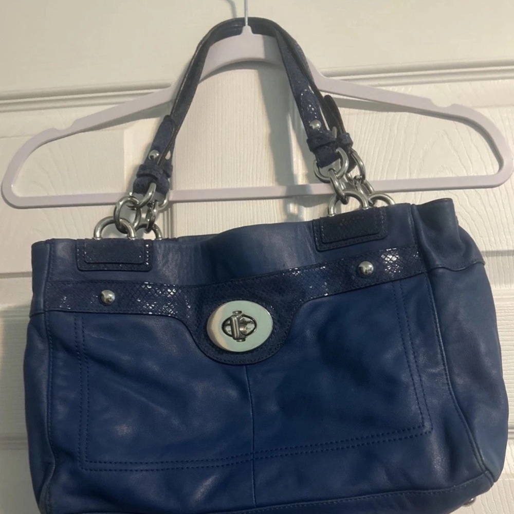 Coach Penelope Leather Carryall Cobalt Blue - Gem